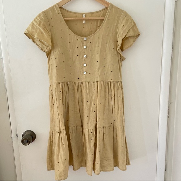 Rylee + Cru | Dresses | Rylee Cru Polka Dot Yellow Linen Dress | Poshmark